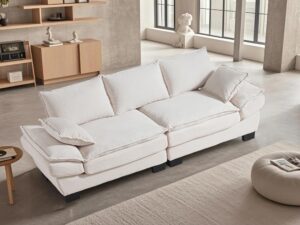 aeffze oversized loveseat sofa, 90" modern loveseat couch 2 seater upholstered sectional sofa with pillows, deep seat comfy corduroy sofa couch for living room bedroom apartment (beige)