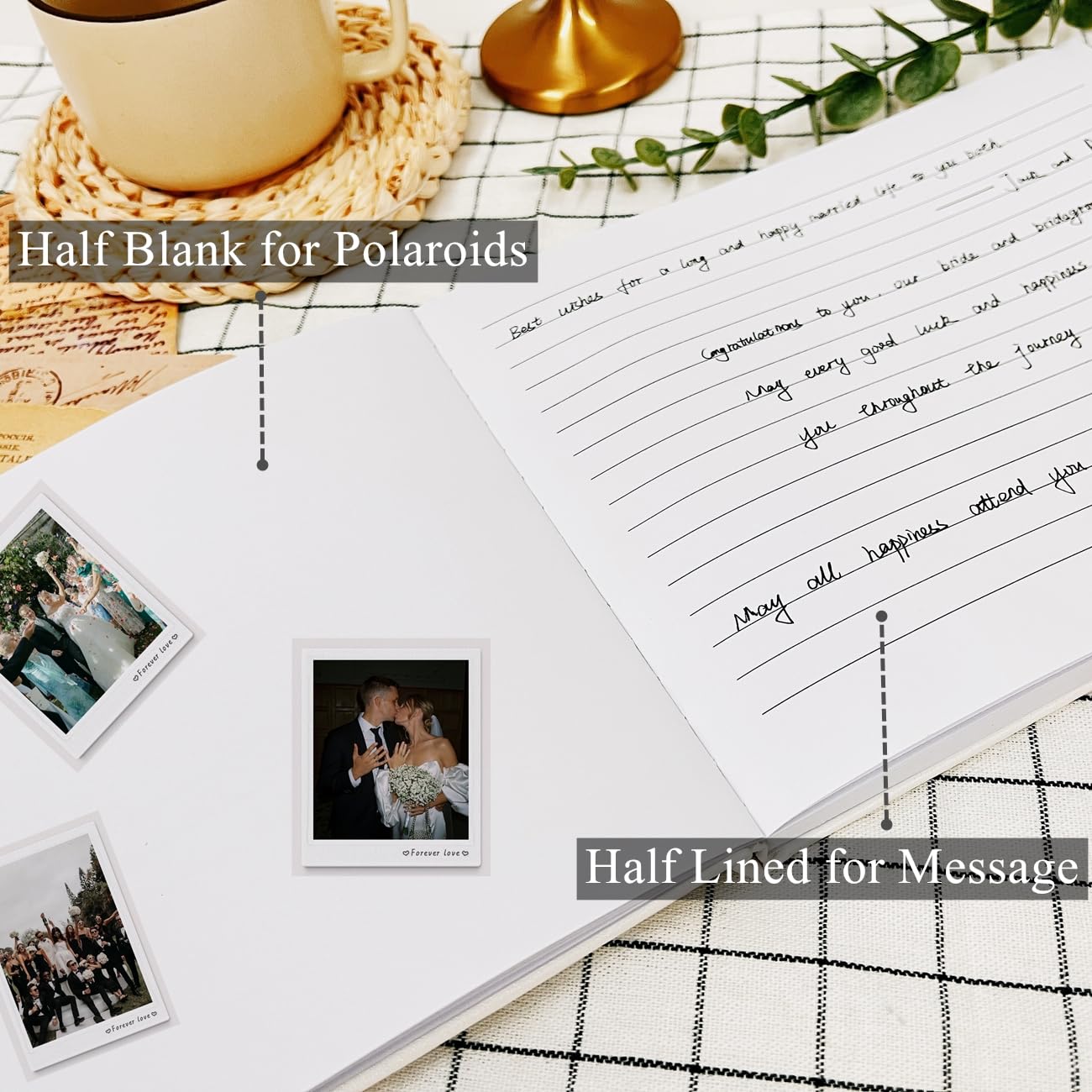 BGHEOUYV Wedding Guest Book Polaroid Guest Book for Wedding and Baby Shower, 100 Pages Blank and Lined Bridal Shower Guest Book, Photo Guest Book Includes Clear Photo Corners Self Adhesive (Navy)