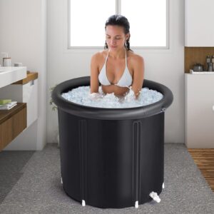 teeche Heavy Duty Ice Bath Tub for Athletes, 105 Gal Portable Cold Plunge Tub with Lid, Ideal for Recovery Therapy at Home, Gym, and Outdoor Use