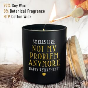 Retirement Gift for Woman, Man 2024-10 oz Soy Wax, Lavender Vanilla Retired Candle - Funny Coworker Leaving Gifts, Smells Like Its Not My Problem Anymore Candle for Teacher, Nurse, Boss, Friends