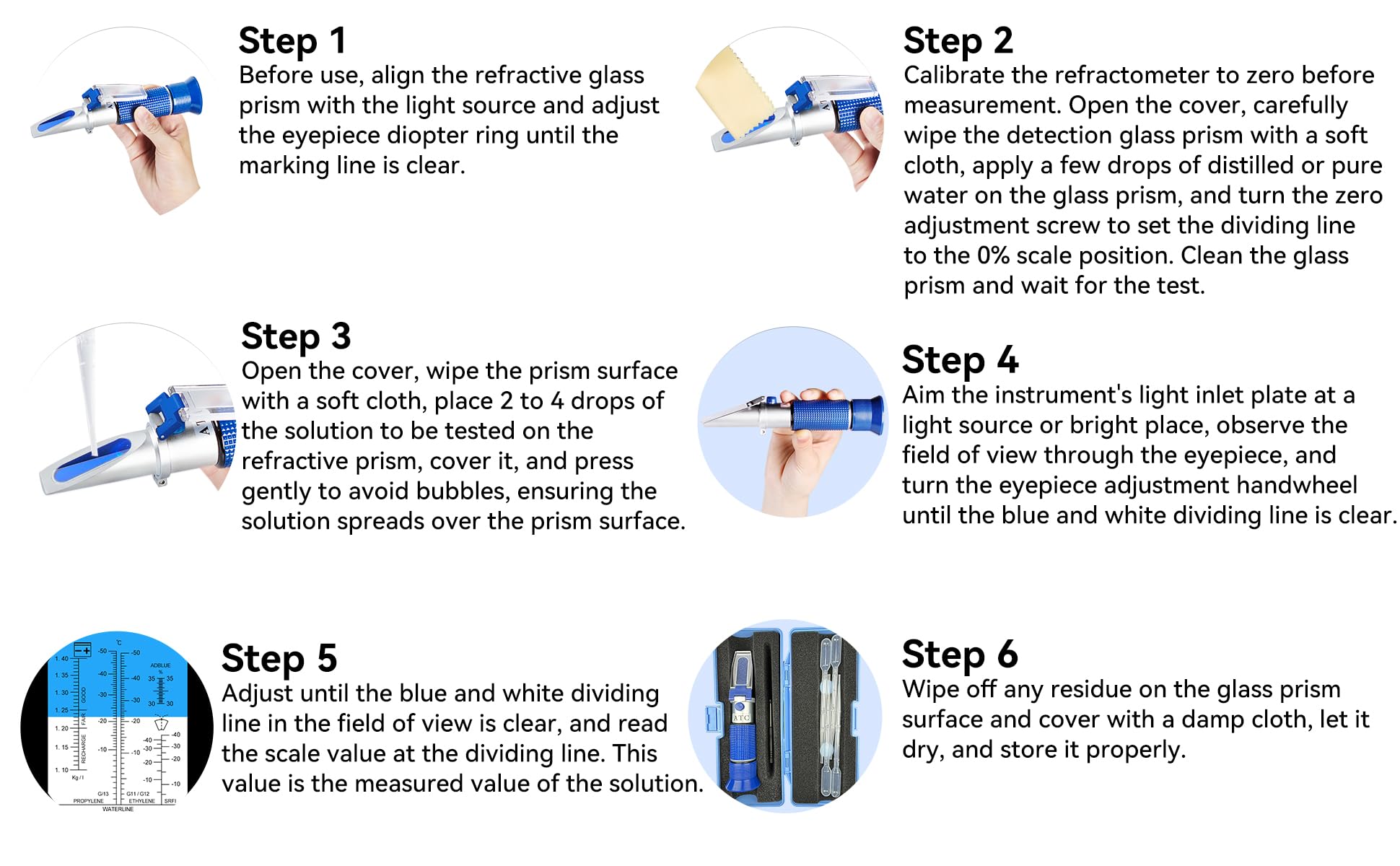 NEEBETEK 5-in-1 DEF Antifreeze Refractometer with ATC,Coolant Tester - Ideal for Automotive, DIY, and Industrial Use, Freezing Point Meter,Battery Acid Hydrometer,Automotive Urea