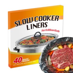 ecoopts slow cooker liners disposable cooking bags small size pot liners fit 1qt to 3qt suitable for oval & round pot- 40 bags