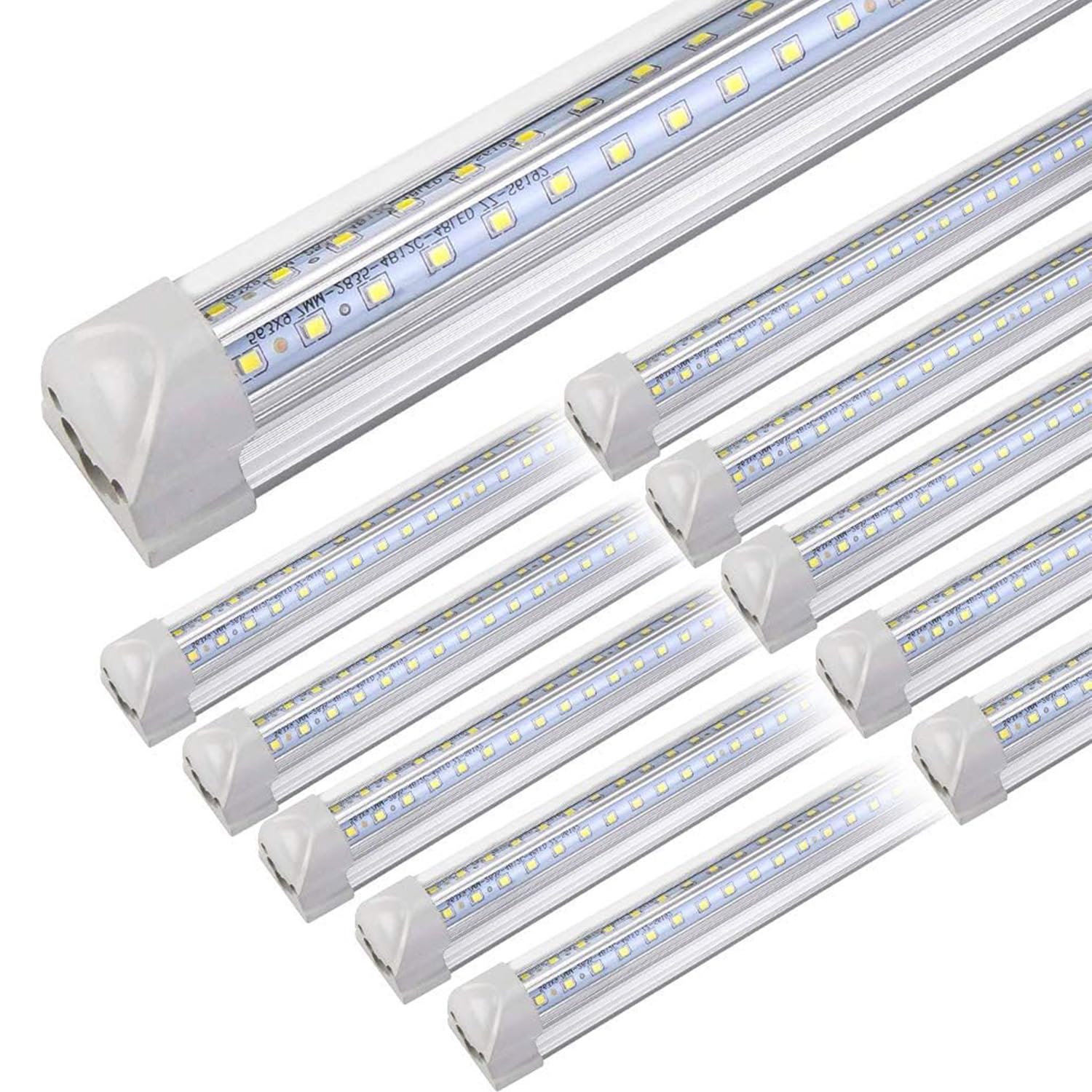 10Pack 4FT LED Shop Light Garage Lights, 50W 8000LM 6500K Linkable Shop Light, High Output Clear Cover Integrated LED Tube Light, T8 4FT LED Shop Light for Workshop Warehouse Basement, Plug and Play