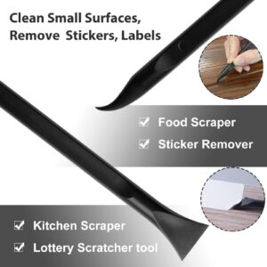 Domthent 9PCS Plastic Scraper Tool,Lottery Ticket Scratcher Tool,Multipurpose Label Scraper for Tight Spaces,Scratch Free Plastic Scraper for Remove Stickers, Food, Dirt, Labels, Oil Stains(Black) (9)