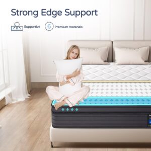 SIMARTH Queen Size Mattress 12 Inch - Upgrade Strengthen, Memory Foam Hybrid Mattress with Motion Isolation and Pressure Relief, Strong Edge Support, Pocket Spring Queen Size Mattress in a Box, Medium