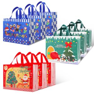 yunaeduo christmas gift bags - 9 pcs gift bags for christmas presents - christmas bags with handles, christmas tote bags, xmas gift bags, holiday gift bags bulk, 12.5" x 9.8" x 5.5"