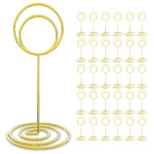 30pcs 3.35 inches table number holders place card holders, gold steel clips for table numbers, picture holders for tables, card holders for centerpieces, wedding, party, birthday