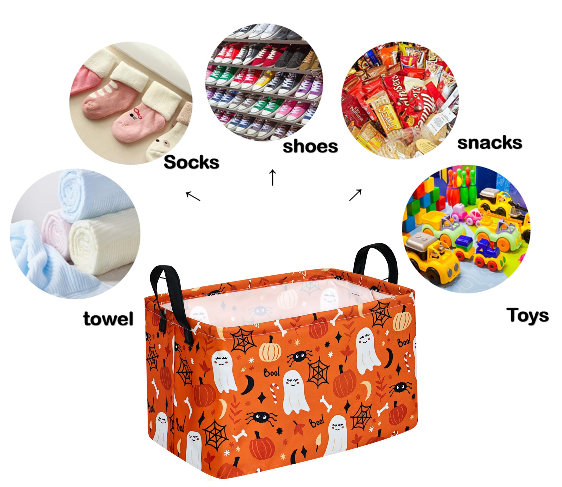 DUYIY Pumpkin Ghost Halloween Party Basket,Collapsible Gift Storage Basket,Cute Toy Storage Basket for Kids,Clothes Storage Box Organizer Containers for Toys