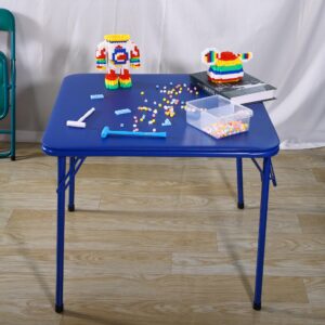 Peekabu Kids Folding Square Table Collapsible Legs Card Table with Padded Tabletop Small Foldable Toddler Activity Table for Indoor Outdoor, 23.5" W X 23.5" D X 20.5" H, Blue