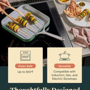 Caraway Griddle Pan & Grill Pan Duo - Non-Stick Ceramic Coated - Non Toxic, PTFE & PFOA Free - Oven Safe & Compatible with All Stovetops – Gray