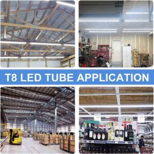 10Pack 4FT LED Shop Light Garage Lights, 50W 8000LM 6500K Linkable Shop Light, High Output Clear Cover Integrated LED Tube Light, T8 4FT LED Shop Light for Workshop Warehouse Basement, Plug and Play