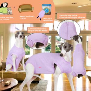 Wabdhaly Dog Surgery Recovery Suit for Small Female Spay,Anti Licking Dog Surgical Recovery Onesie,Fashion Striped Purple XSmall