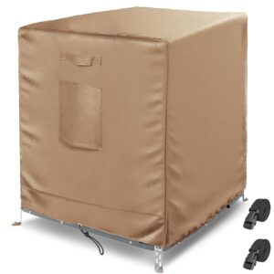 bstge air conditioner cover for outside units, ac covers for outside winter with 2 straps, waterproof windproof heavy duty cover fit up to 36x36x39 inchs (brown)