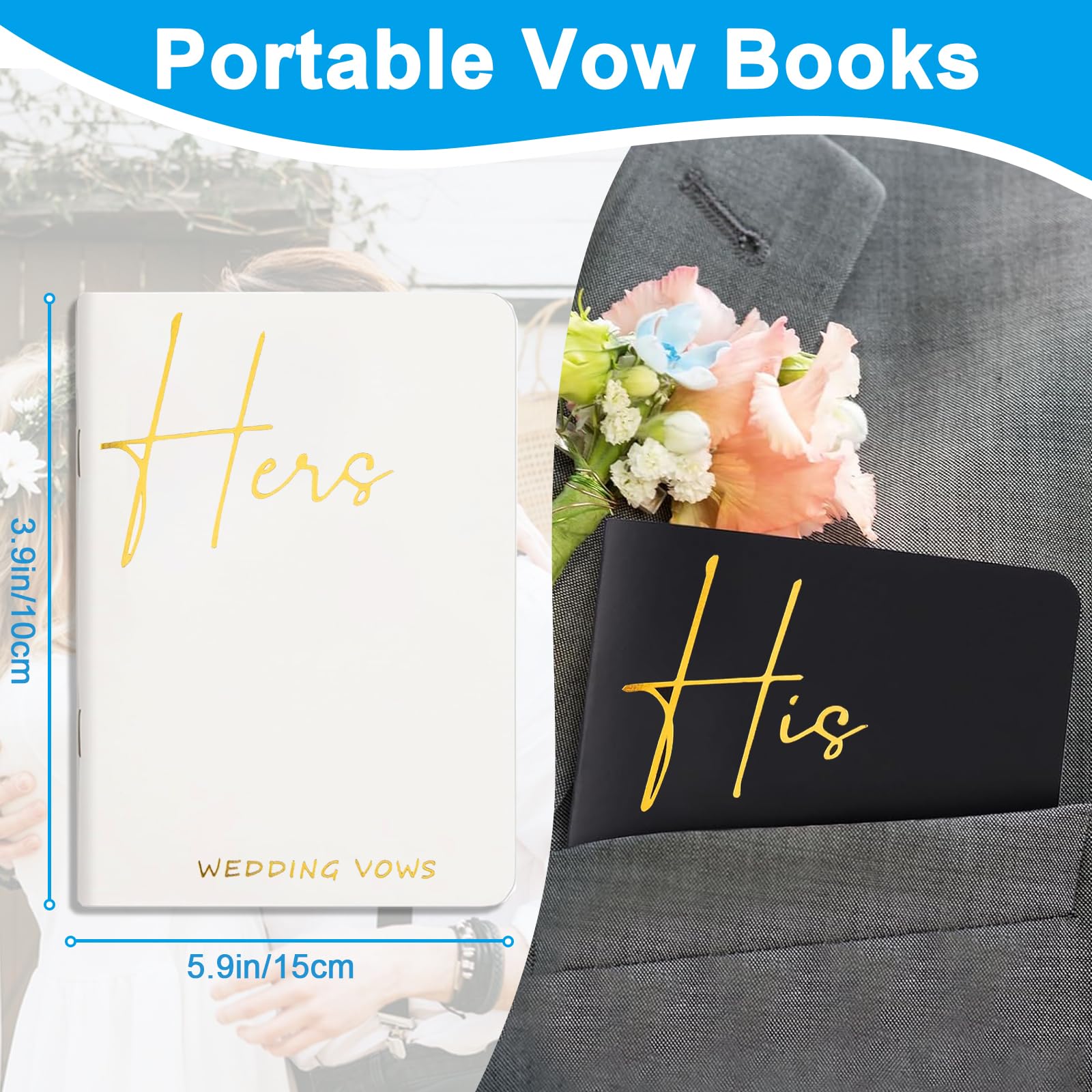 YIJIAGUO Vow Books His and Hers, Wedding Vow Books for Bride and Groom, Registry Ideas Essential for Engagement Gift Addition, Aniversaries, Couples Shower Keepsake, 5.5" X 4"- Black & White ﻿