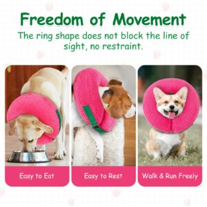 ipetstation Dog Cone Collar After Surgery,3D Massage Fabric Comfy Pillow,Dog Cone Alternative,Inflatable Dog Collars E Collar Elizabethan Collar for Dogs After Surgery (Pink, S(Neck:9”-12”))