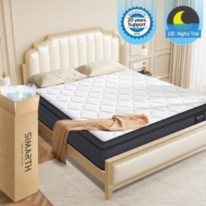 SIMARTH King Size Mattress - 12 Inch Hybrid King Size Mattress in a Box, Upgrade Strengthen, Gel Memory Foam King Matress with Motion Isolation, Strong Edge Support and Pocket Springs, Medium