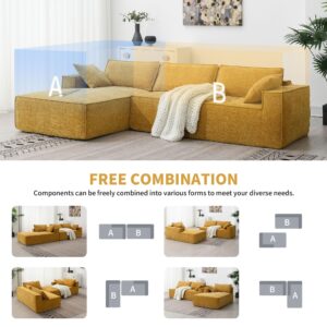 Modern L-Shaped Convertible Sectional Sofa, Modular Couch Set with Cushions, 4-Seat Sleeper Bed with Chaise for Living Room Yellow