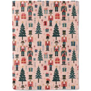 ainori nutcracker christmas pink throw blanket- ultra soft, fleece, lightweight,trees vintage festive winter night blankets,for couch room bedroom,holiday decor,gifts for kids girls 50x60in