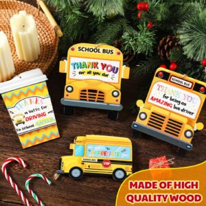 Dunzoom 10 Pcs Wooden Christmas Gift Card Sleeves School Bus Driver Appreciation Gift Card Holders Latte Coffee Thank You Gifts for School Bus Driver Supplies (Gift Card Not Included)