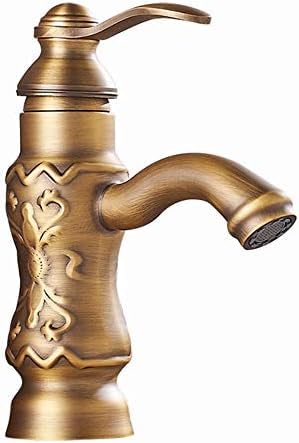 TOPSANTY Kitchen & Bath Fixtures Taps Faucet,Full Copper Carved Rotating Faucet Retro EuropUPC Style Basin Faucet, C,C