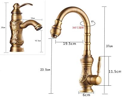 TOPSANTY Kitchen & Bath Fixtures Taps Faucet,Full Copper Carved Rotating Faucet Retro EuropUPC Style Basin Faucet, C,C