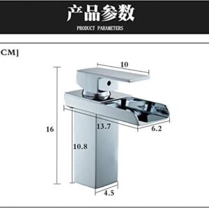 TOPSANTY Kitchen & Bath Fixtures Taps Faucet,Bathroom Basin Single Hole Waterfall Hot and Cold Water Mixer