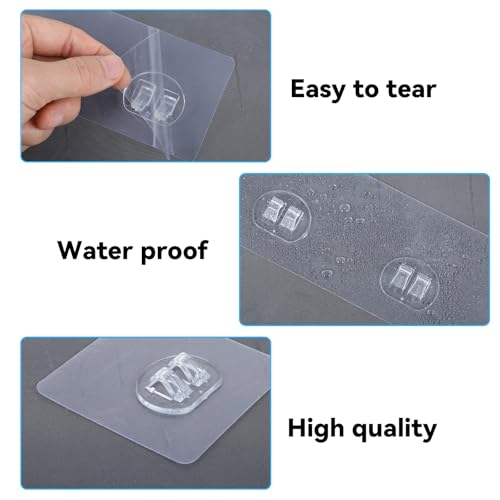 Qianyu 20Pcs Shower Caddy Adhesive Replacement No Drilling Shower Shelves Hooks Waterproof Shower Organizer Strip Transparent Strong Hanging Wall Pad for Bathroom Storage Soap Holder Kitchen Rack