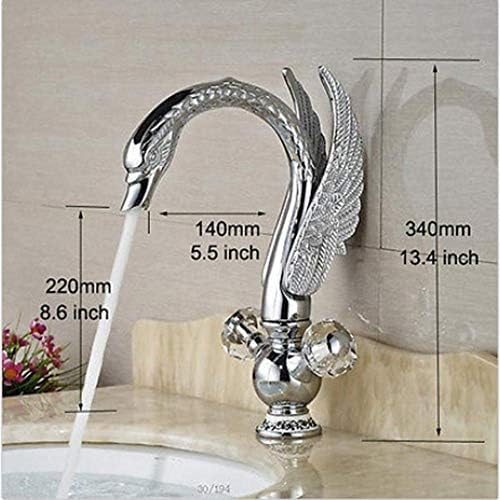 Kitchen Taps Brass Faucet Tap Chrome Silver Swan Basin Faucet Deck Mounted Bathroom Faucet Hot and Cold Water Mixer Tap Bath Water Faucet Basin Sink Taps-Chrome W Cover Plate,Chrome