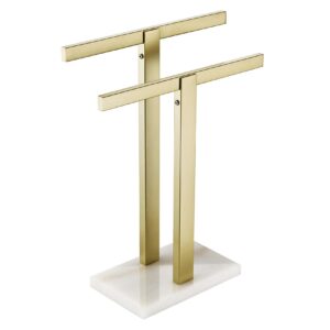 kokosiri hand towel bars standing towel rack with marble base for bathroom kitchen vanity countertop, gold stainless steel 15.7'' height ths0001-sm-bg