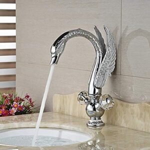 kitchen taps brass faucet tap chrome silver swan basin faucet deck mounted bathroom faucet hot and cold water mixer tap bath water faucet basin sink taps-chrome w cover plate,chrome