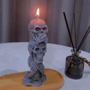 finymk halloween candle, halloween skeleton candle scary halloween home decor 100% natural material big skull candle use for home halloween party room table decoration