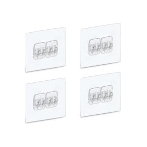 4 pack shower caddy adhesive replacement, shower shelf adhesive no drilling, adhesive shower hooks strong adhesive, adhesive hooks for shower caddy, soap holder, and kitchen racks (2.4x2.4 inch)