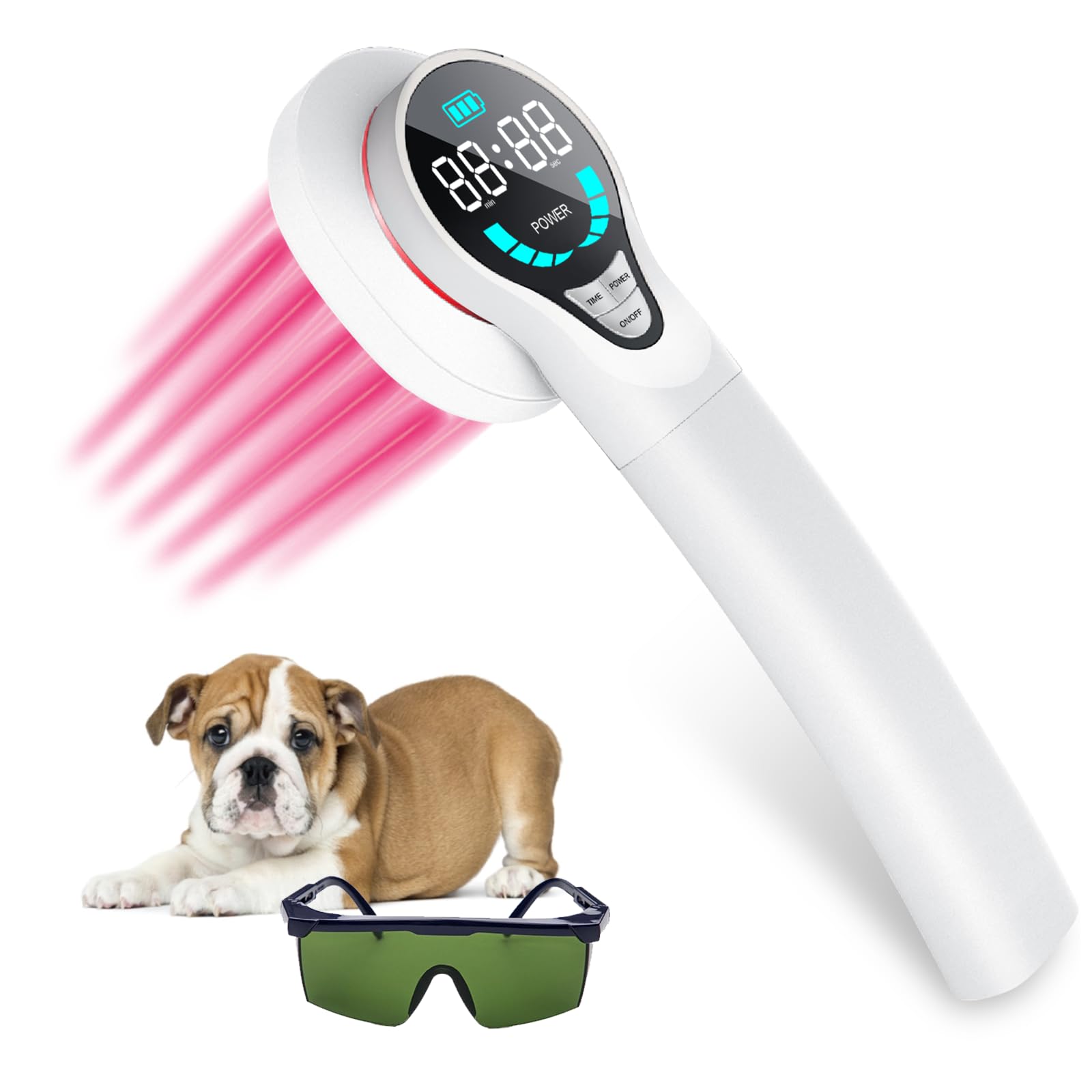 LASWHGDPET Cold Therapy Device for Dogs - Infrared Red Light Therapy Device with Goggles, Portable Therapy Device for Pain Relief Arthritis, Spinal and Promote Blood Circulation with Organizer Bag