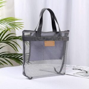 Beach Bag Mesh Shower Caddy Portable Hanging Quick Dry Bath Tote Organizer for Beach Swimming Grey Creative