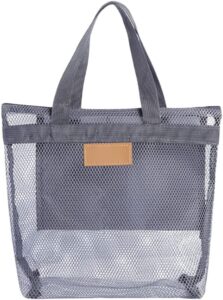 beach bag mesh shower caddy portable hanging quick dry bath tote organizer for beach swimming grey creative