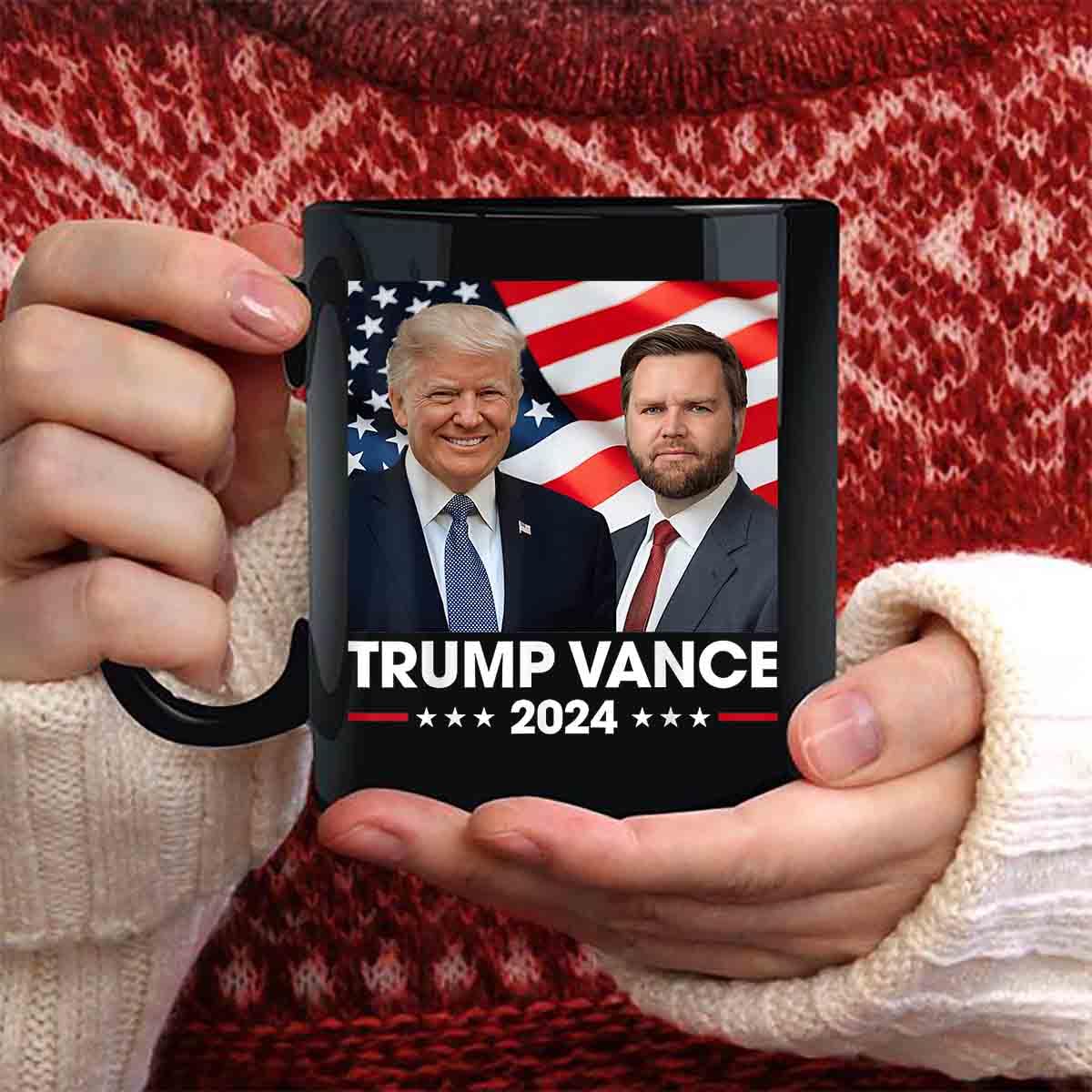 HIPPO HUG Trump Vance 2024 President Trump Supporter Re-Election Black Mug (Black, 15oz)