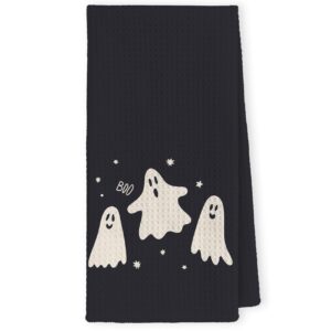 lketw ghost decor kitchen towels dish towels, cute halloween decor, halloween hand tea towels for kitchen bathroom decor, black white ghost dishcloth, halloween ghost hand towels 16x24in