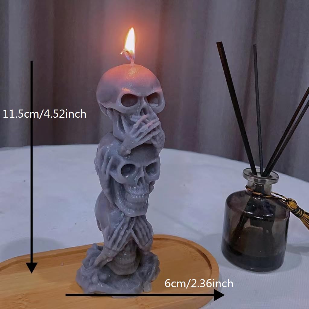 Finymk Halloween Candle, Halloween Skeleton Candle Scary Halloween Home Decor 100% Natural Material Big Skull Candle Use for Home Halloween Party Room Table Decoration