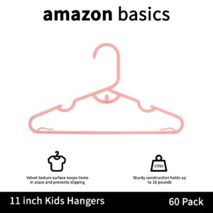 60Packs Plastic Kids Hangers Non-Slip Baby Hangers Durable Baby Clothes Hangers for Closet Kid Plastic Hanger for Closet and Nursery(Pink)