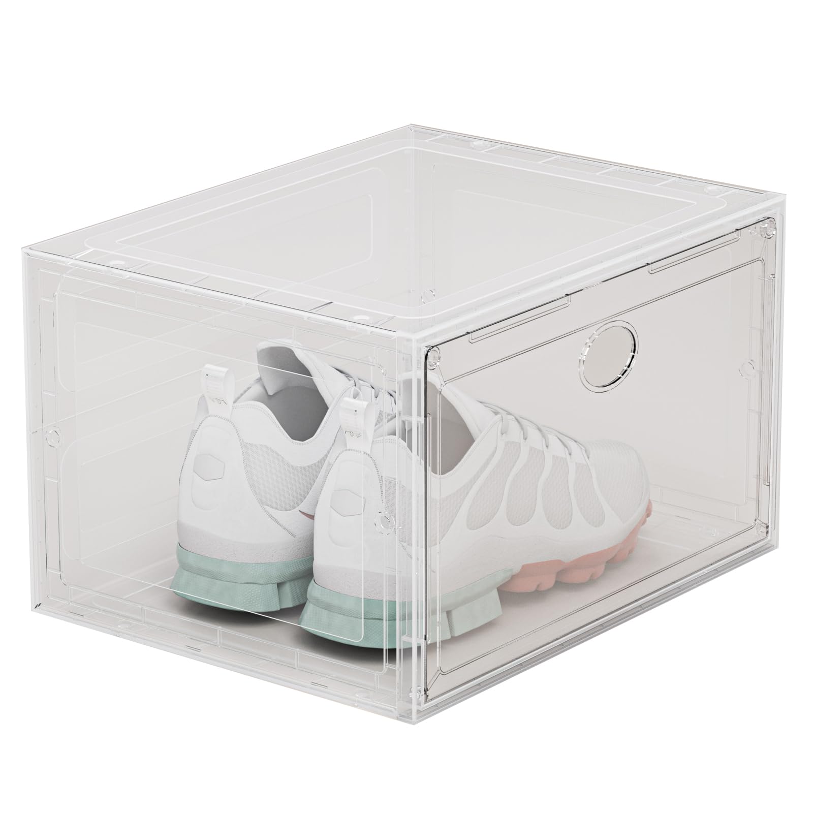 OIWLCI 1 Pack Shoe Storage Boxes, Hard Plastic Shoe Organizer Containers for Sneaker, Shoe Boxes Clear Plastic Stackable, Sneaker Storage Display Case Fit up to US Size 13 Clear