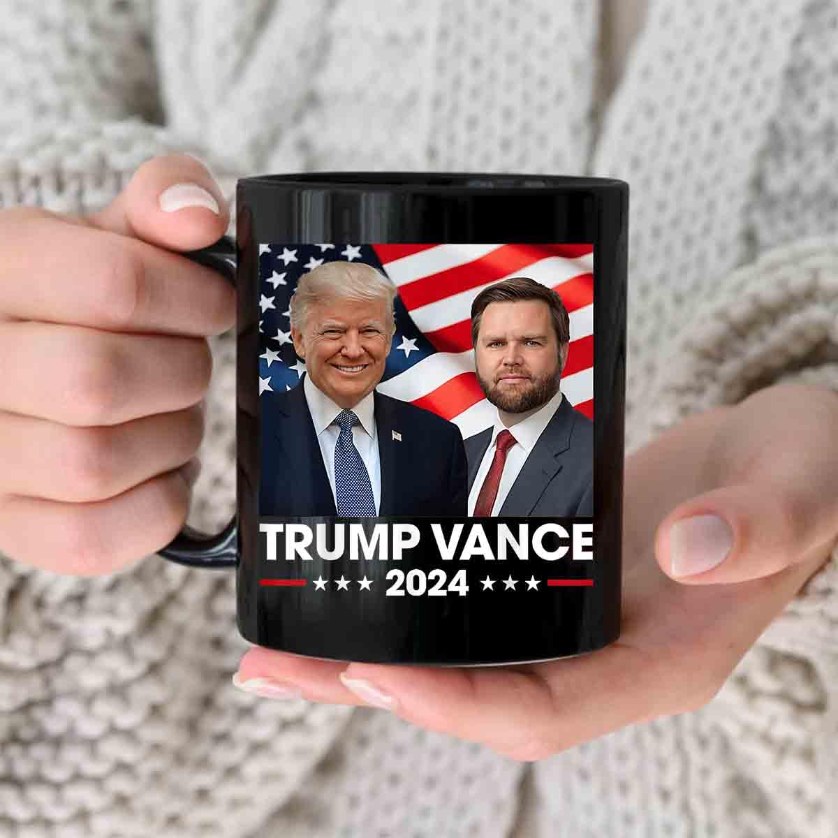 HIPPO HUG Trump Vance 2024 President Trump Supporter Re-Election Black Mug (Black, 15oz)