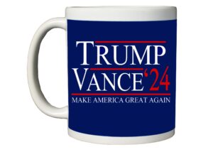 rogue river tactical donald trump vance novelty coffee mug cup, 11 oz, white trump/vance 2024 24 blue