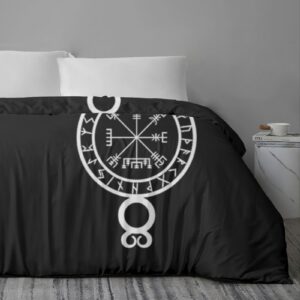 Denorn Bedding Sheet Bed Sets- Viking Norse Mythology Rune Odin Ravens wicca Soft 3-Pieces Duvet Cover Set 1 Comforter Cover & 2 Pillowcases Queen(90"×90")