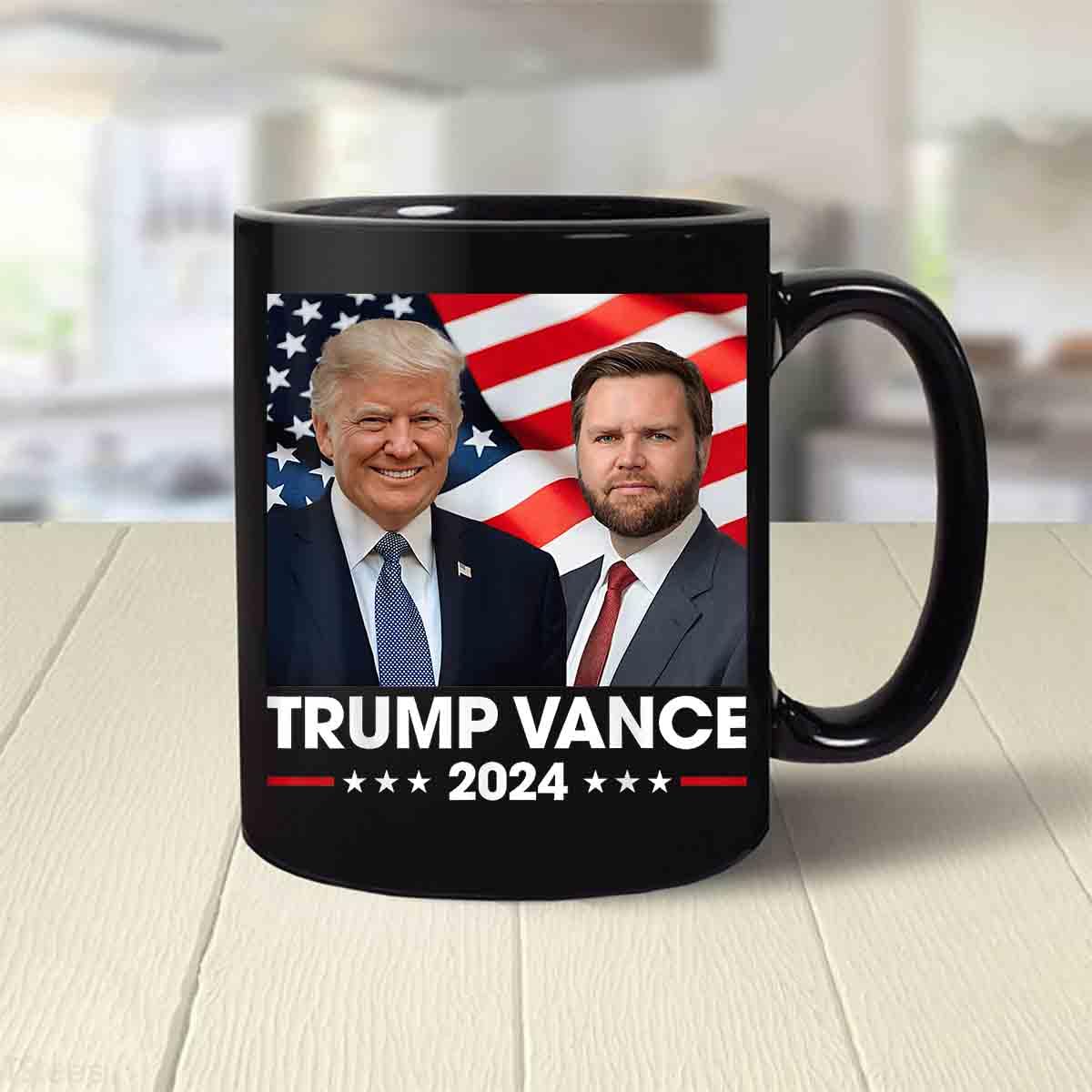 HIPPO HUG Trump Vance 2024 President Trump Supporter Re-Election Black Mug (Black, 15oz)