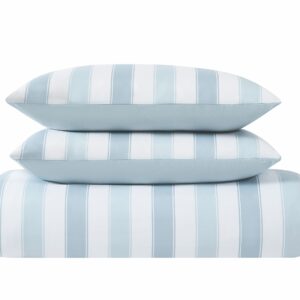 Truly Soft Aiden Stripe Blue King 3 Piece Duvet Cover Set