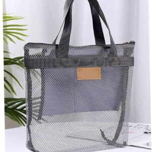 Beach Bag Mesh Shower Caddy Portable Hanging Quick Dry Bath Tote Organizer for Beach Swimming Grey Creative