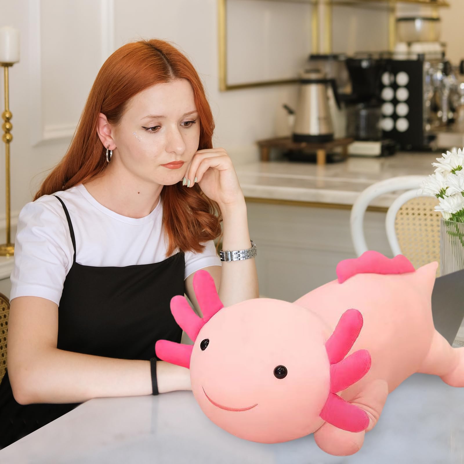 JANCLF Axolotl Stuffed Animal Plush Toy,Cute Soft Salamander Plush Pillow,Kawaii Plushies Doll Toy for Kids (Pink,11 inch)