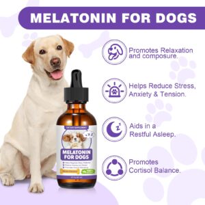 Melatonin for Dogs,Dog Melatonin,Dog Sleep Aid,Liquid Melatonin for Dogs,Calming for Dogs,Melatonin for Dogs Sleep Relieves Anxiety and Stress in Dogs, Helps Calm and Restful Sleep,Bacon Flavor