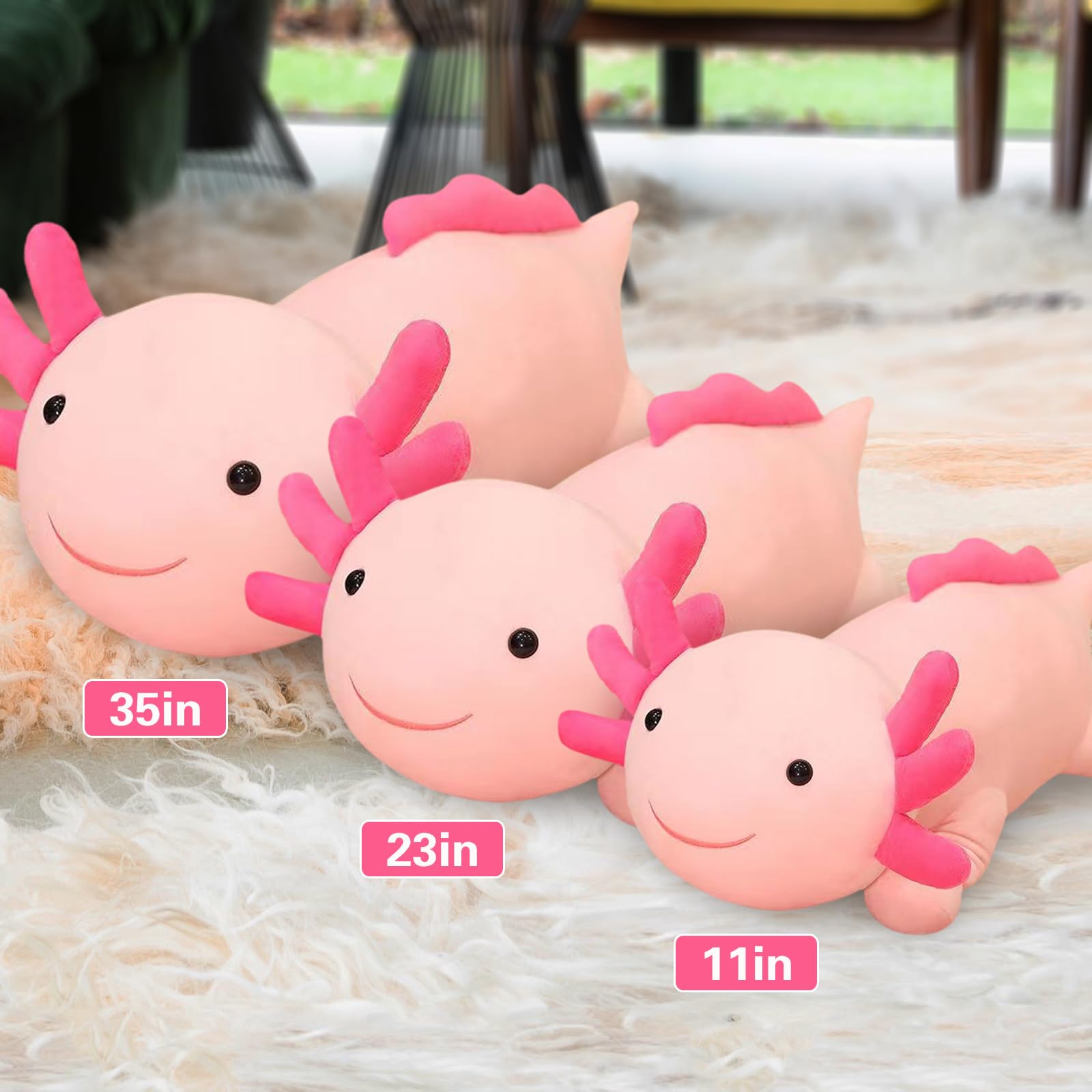 JANCLF Axolotl Stuffed Animal Plush Toy,Cute Soft Salamander Plush Pillow,Kawaii Plushies Doll Toy for Kids (Pink,11 inch)