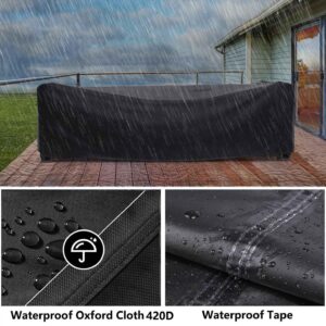 Patio Furniture Covers Outdoor Table Cover Waterproof Rectangular 420D Garden Dining Table Cover Wind Dust Proof Anti-UV Patio Sectional Couch Cover Table and Chair Set Covers 108"Lx82"Wx28"H Black